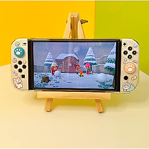 ENFILY Cute Case Compatible with Nintendo Switch OLED 2021, Dockable Case Cover, Ergonomic Soft TPU Grip Case for Joycon, Sparkle Skin Set with Screen Protector and Thumb Caps