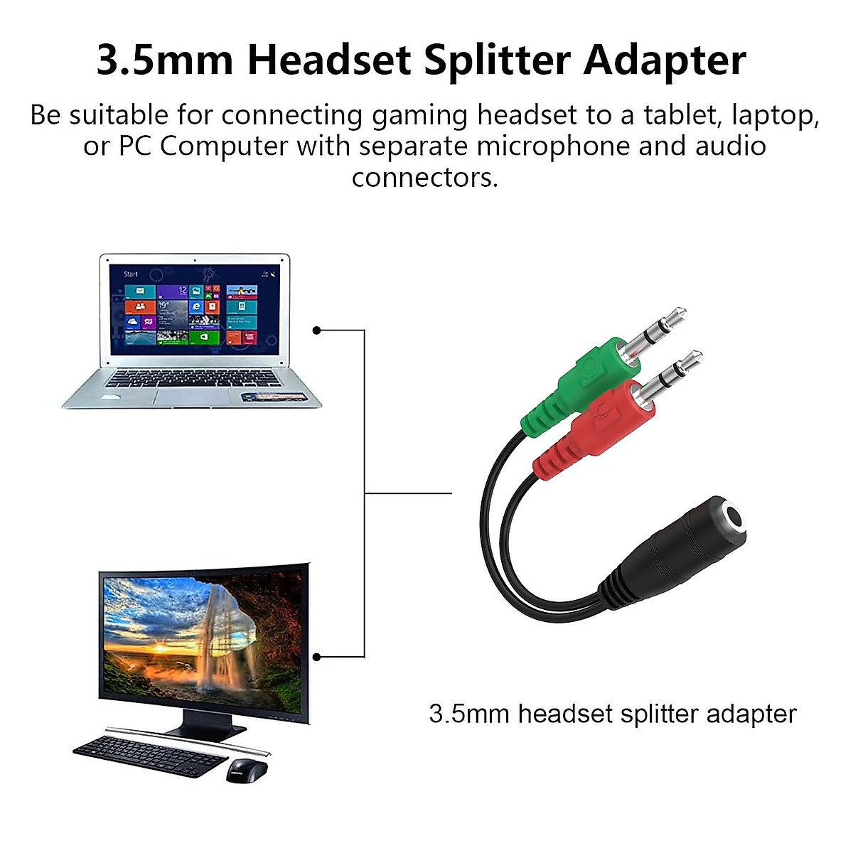 QC35 Boom Mic Cable with 3.5mm Splitter adapter Compatible with Bose QuietComfort 35 II (QC35 II) & QuietComfort 35 (QC35) Headphones, Boom Microphone Cable for PC, Laptop, PS4, PS5, Xbox One, 4ft