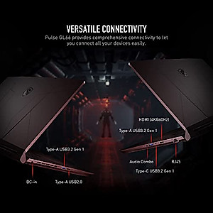 MSI Pulse GL66 Gaming Laptop, 15.6 inch FHD 144Hz Display, 14 Core Intel Core i7-12700H, GeForce RTX 3070 Graphics, 64GB RAM, 1TB NVMe SSD, RGB Gaming Keyboard, Window11 Home, Bundle with JAWFOAL
