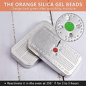 40 Gram Silica Gel Dehumidifier Desiccant Silica Gel Canister Reusable Absorber Orange Desiccant Canisters, Orange Green Bead Tin for Car, Closet, Cabinet, Bag, Storage Box (7 Pieces)