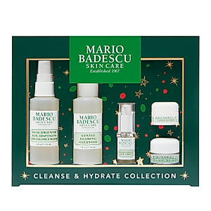 Mario Badescu Cleanse & Hydrate 5 Piece Kit, Skincare Gift Set With Coconut Facial Spray, Gentle Foaming Cleanser, Hyaluronic Dew Drops, Hyaluronic Dew Cream & Caffeine Eye Cream