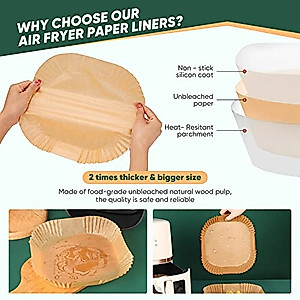 Air Fryer Disposable Paper Liner, 100Pcs 8 Inch Square Air Fryer Paper Fits 5-8 Qt Basket, Bleach Free Food Grade Parchment Paper Liners for Air Fryer and Baking Cooking, Oil-proof, Non-Stick