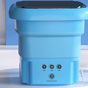 Portable Washing Machine, Foldable Mini Small Washer for Underwear, , Baby, Portable Washing Machine Dryer Comb with Drain Basket, for Apartment, Laundry, Camping, RV (Blue)