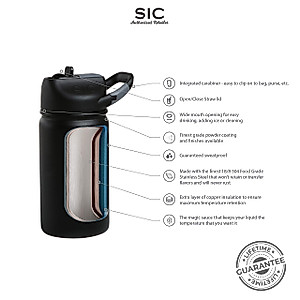 Seriously Ice Cold Kids’ Lil SIC 12oz Insulated Tumbler Mug, Premium Double Wall Stainless Steel, Leak Proof BPA Free Lid with Carabiner Clip (Ice White)