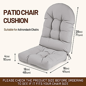 BayHomes Adirondack Chair Cushion,44 Inches Waterproof High Back Outdoor Chair Cushions with Non-Slip Bottom,High Back Patio Chair Cushions,Rocking Chair Cushions Outdoor with Lace-up