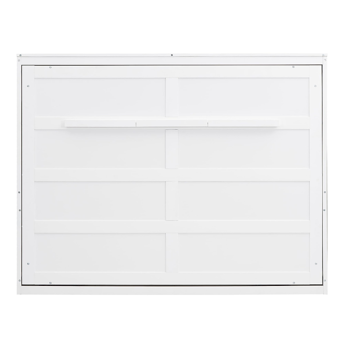 Murphy Bed Queen Size, Wood Cabinet Bed Frame with A Storage Shelf, Modern Foldable Wall Bed for Home Office Studio, No Box Spring Needed, White