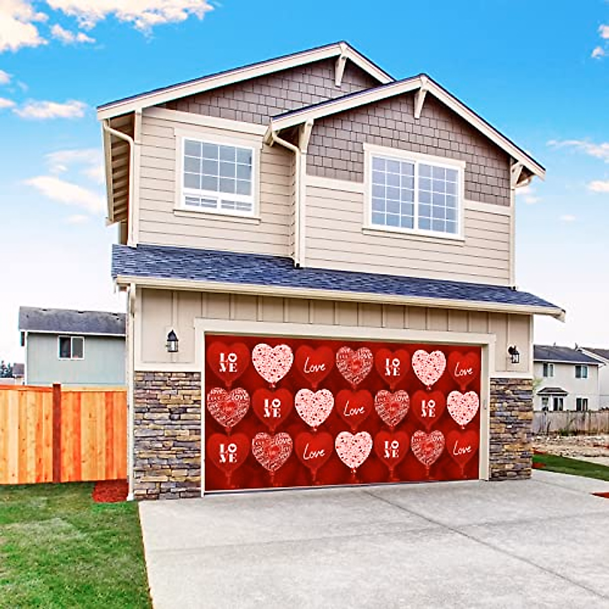 Yoiemivy 6 x 13 Ft Wedding Decorations Red Heart Garage Door Banner Large Anniversary Party Decor Banner for Photo Studio Props Bridal Shower Engagement Engaged Ceremony Decorations