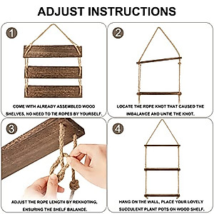 Mukkum Window Plant Hanging Shelves 3 Tier Window Wall Hanging Shelf for Plant Photo Frames Decorations Display Decor for Window Kitchen Bathroom Bedroom(Rustic Brown)