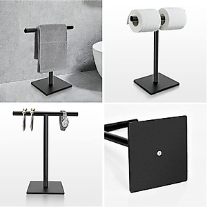 Square T-Shape Hand Towel Holder - Standing Hand Towel Rack for Bathroom or Kitchen Countertops, with SUS304 Stainless Steel Matte Black Finish,Minimalist Style