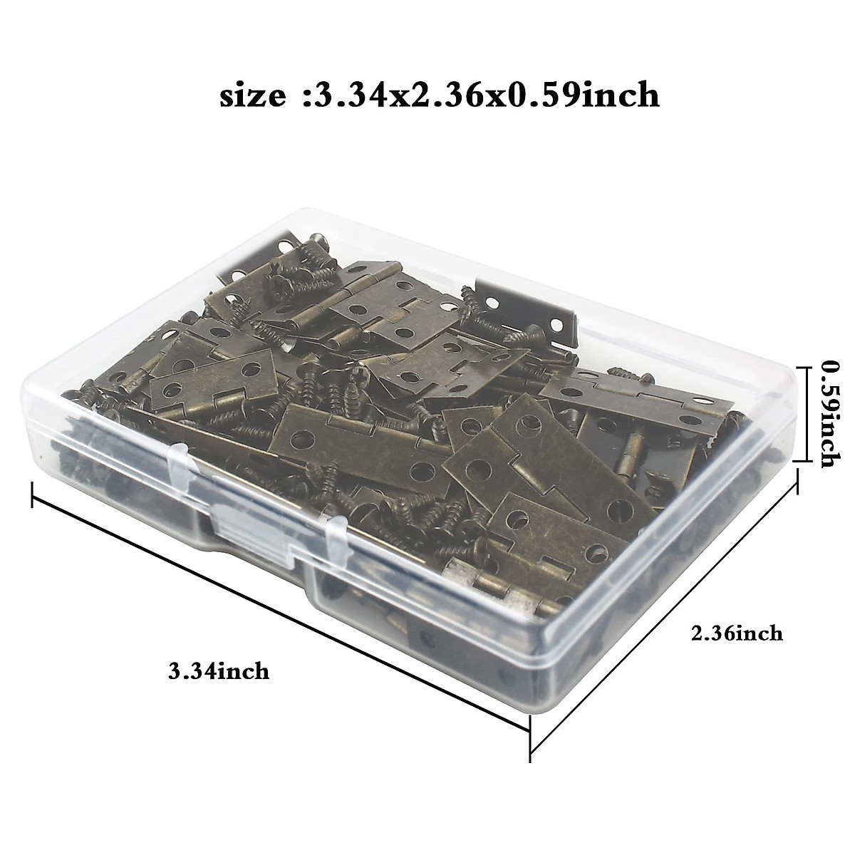 60Pcs Small Mini Hinges for Wooden Box, Crafts, Jewelry Box, Bird House, Bronze Small Box Hinges with 260 Pcs Screws