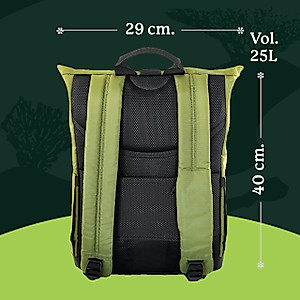 Dingbats* - Roll Top Backpack - 25L Rucksack - Made from Recycled PET Bottles, Padded Shoulder Straps, Metal Buckles - Ideal Laptop Backpack, Fits 15" Laptop - Durable, Aesthetic - Volcano