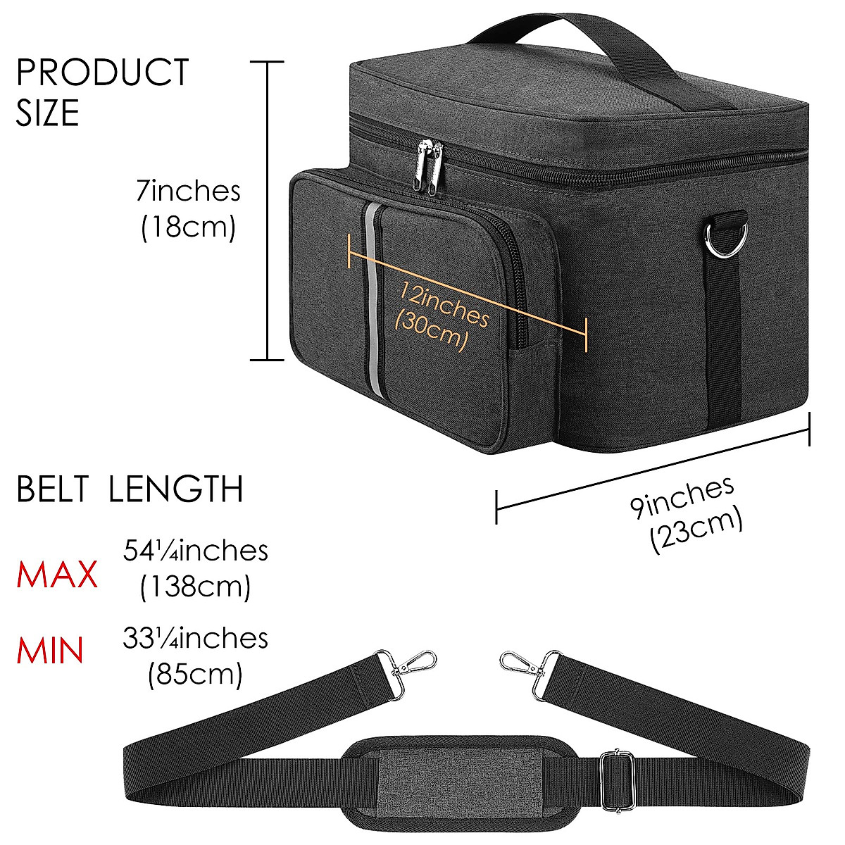 Kingshion Toaster Portable Storage Bag Compatible with Cuisinart CPT-160, Cuisinart CPT-160BKS, KEEMO and Most 2-slice Toasters, Toaster Storage Bagwith zipper for Most 2-slice Toasters (Dark Grey)