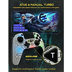 TEDBOX Wireless Controller for PS4, Wireless Remote Gamepad with Unique Cracked Design/8 Adjustable LED Colors/Programmable Back Buttons/Super Turbo/Dual Vibration, Widely Compatible with PS4/PC/iOS