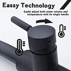 Peppermint Matte Black Kitchen Sink Faucet with Pull Down Sprayer Single Lever Black Kitchen Faucet with Pull Out Spray Low Profile Faucet for Kitchen Sink