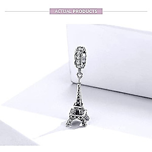 Manhe Charms Landmark Series Charm Sterling Silver Travel Charms Dangle for Pandora Bracelet (Paris Eiffel Tower Charms Pendant)