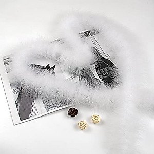 Raibertin 22g White Fluffy Marabou Feathers Boa Trim Decorative Crafts 1920s Accessories For Women Feather Boas Decorations for Christmas Clothes Dress