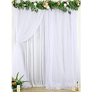 White Tulle Backdrop Curtains for Baby Shower Party Wedding Photo Drape Sheer Backdrop for Birthday Bridal Shower Photography Props 5 ft X 10 ft