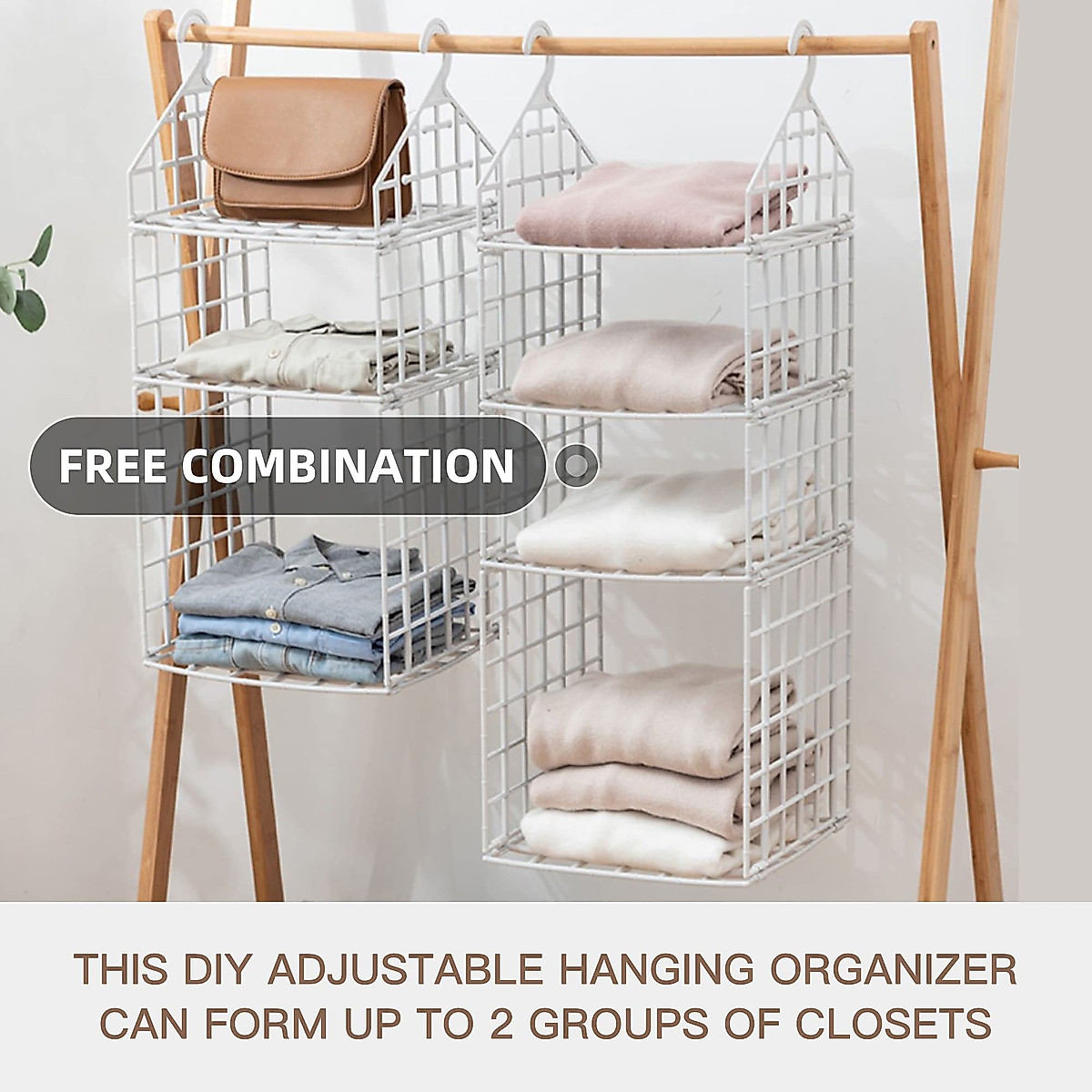 Vida brillante 4 Tier Shelf Hanging Closet- DIY Organizer for Clothing Sweaters Shoes Handbags Clutches Accessories