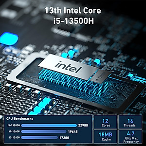 GEEKOM Mini PC Mini IT13, 13th Gen Intel i5-13500H NUC13 Mini Computers(12 Cores,16 Threads) 16GB DDR4/512GB PCIe Gen 4 SSD Windows 11 Pro Desktop PC Support Wi-Fi 6E/Bluetooth 5.2/USB 4.0/2.5G LAN/8K