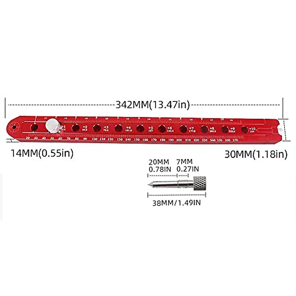 Woodworking Aluminum Alloy Circular Drawing Tool,Fixed-Point Marking Gauge Woodworking Compass Scribe,Metric/British,Adjustable Carpenter Arc Drawing Ruler