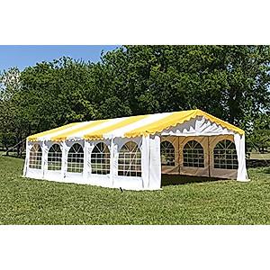 DELTA Canopies 32'x16' Budget PVC Wedding Party Tent,Easy Setup Outdoor Event Canopy,Backyard Garden Shelter Gazebo,with Waterproof Top,Galvanized Steel Frame,Commercial/Residential Use,Yellow White