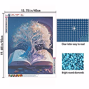 Rousp DIY 5D Diamond Painting Kits for Adults Diamond Art White Tree of Life Diamond Painting Full Drill Crystal Rhinestone Embroidery Craft Kits for Home Wall Decor Gifts, 15.7x19.7inch