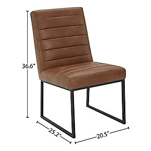 Amazon Brand – Rivet Decatur Modern Faux Leather Dining Chair, Set of 2, 21"W, Tan Brown