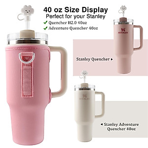 Stanley Cup Holder with Adjustable Shoulder Strap and Bag, Stanley Accessories for Adventure Quencher & H2.0 Flowstate Tumbler 40oz with Handle, 40 Oz Tumbler Sleeve, Stanley Cup Carrier