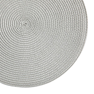 Round Placemats, Crossweave Heat Resistant Classic Woven Round Place Mats Diameter 13.5 inch for Kitchen Table Set of 6 (Light Gray)