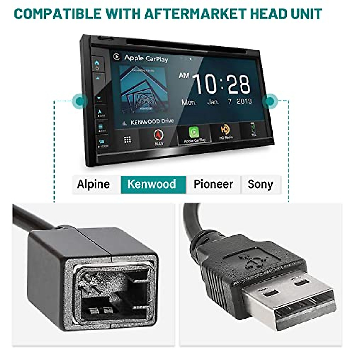 RED WOLF Car Radio Factory USB Port Retention Cable Wiring Harness Fit for 2011-2022 Subaru WRX Impreza Forester Outback Retain OE USB Wire Adapter Install Aftermarket Stereo Head Unit 4 Pin Input