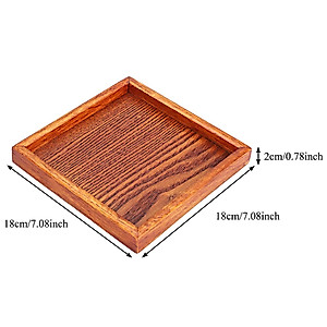 Fdit Small Portable Square Shape Solid Wood Tea Coffee Snack Food Dinning Serving Tray Plate for Home Kitchen Accessories(18 * 18 * 2)