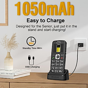 Easyfone Prime-A6 4G Unlocked Big Button Cell Phone for Seniors | Easy-to-Use | Clear Sound | SOS Button | SIM Card Included | Convenient Charging Dock