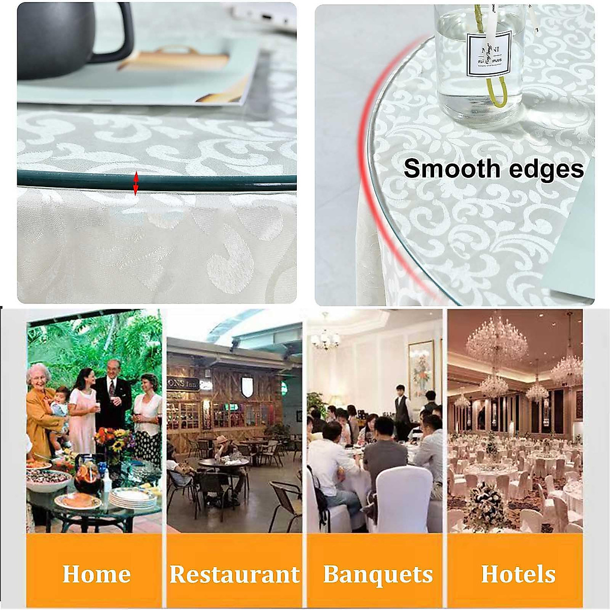 ZQKJLH Lazy Susan Tempered Glass Heavy Duty Turntable Round Dining Table Swivel Large Tabletop Serving Plate Transparent Rotating Tray with Silent Bearing Centerpieces ( Battery *1 : Ø 50cm/20in )