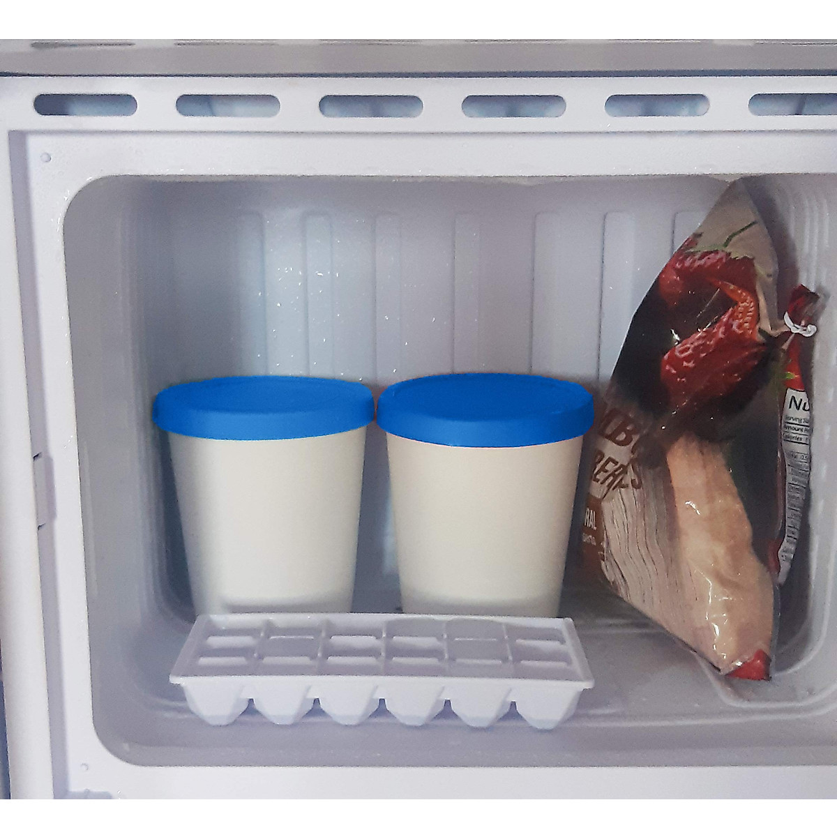 Ice Cream Freezer Storage Containers with Silicone Lids (3 Pack, 1- Quart Each) + 2 Serving Cups – Dishwasher Safe - Large Reusable BPA-Free Tub for Homemade Ice-Cream