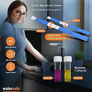 Watersafe The Original Water Testing Kit for Drinking Water, Well and Tap Water, Sensitive Lead in Water Test, Bacteria, Hardness, pH, Nitrates, Easy Instructions, Lab-Accurate Results, 1 Kit