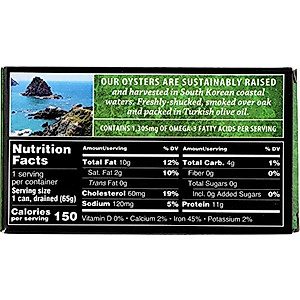 Crown Prince Natural Smoked Oysters in Pure Olive Oil, 3 Ounce