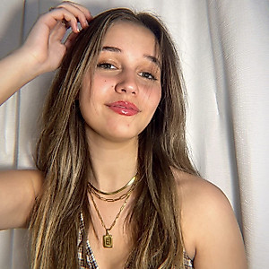 JoycuFF Dainty Layered Initial Necklaces for Women, 18K Gold Plated Paperclip Chain Necklace Simple Cute Letter Pendant Initial A Choker Necklace Gold Layered Necklaces for Women