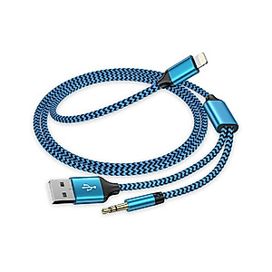 Car Aux Cord for iPhone, Lightning to 3.5mm Male Audio 2-in-1 MFI Certified 4ft Auxiliar & Charging Cable for Car/Home Stereo Speaker Headphone Compatible with iPhone 14 13 12 11 Pro Max XR X 8 Plus