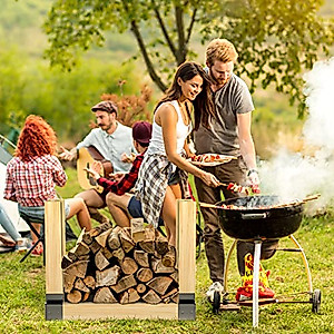 Urban Deco Firewood Rack Outdoor Bracket Kit - Log Racks Outdoor For Firewood Adjustable Log Holder Heavy Duty Firewood Rack Brackets 2x4 Wood Racks Outdoor For Firewood - Black Wood Rack - Pack Of 2