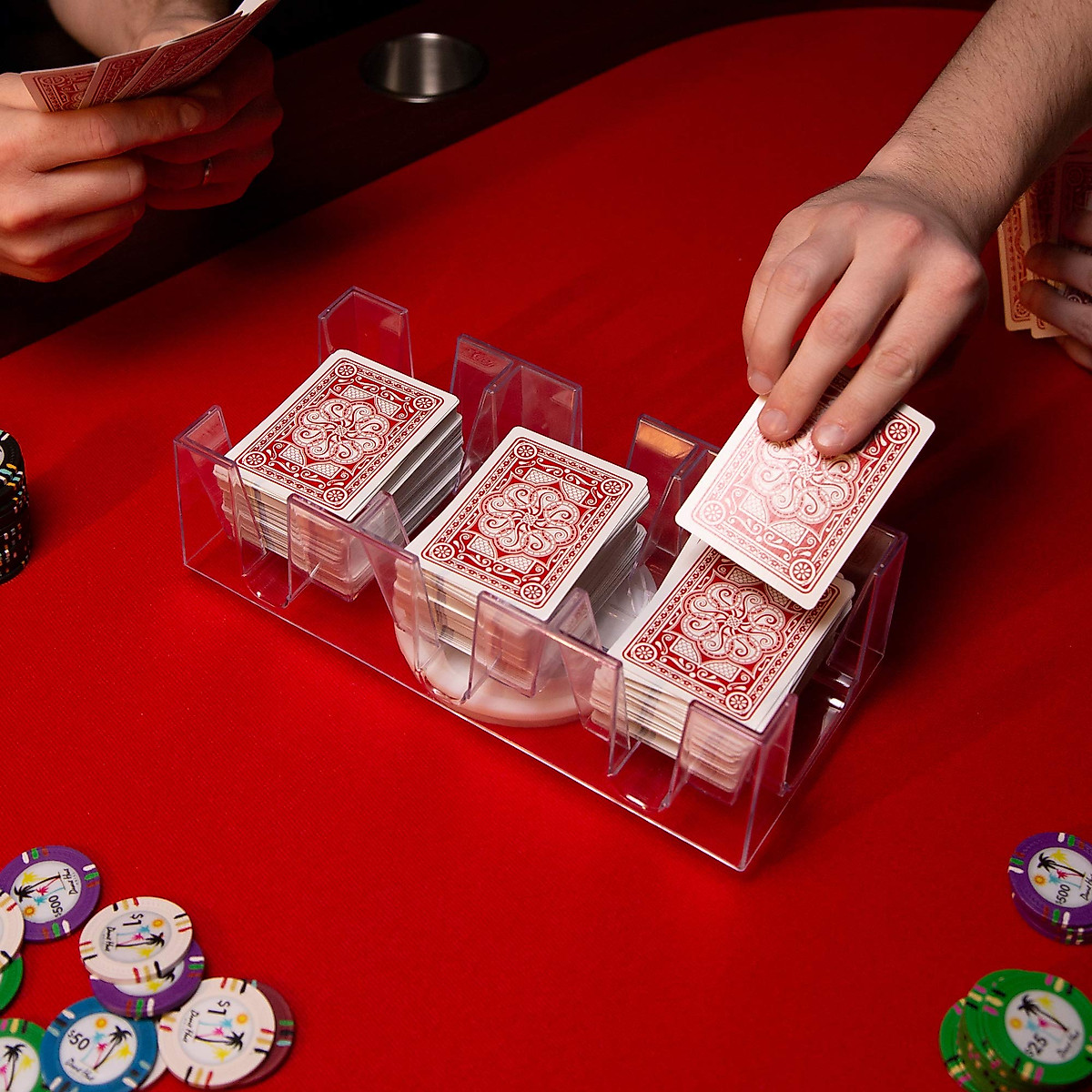 Brybelly Elite Rotating Card Deck Tray | Standard Sized Playing Cards | Rotates in Any Direction | Clear | 9 Deck Tray