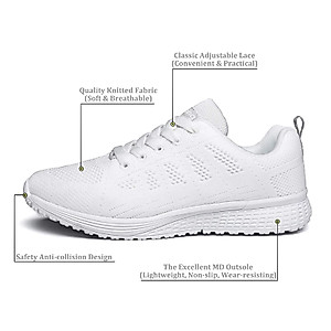 AIRAVATA Tennis Shoes for Women Breathable Lightweight Comfortable Running Shoes Gym Fitness Sport Shoes White Size 6.5