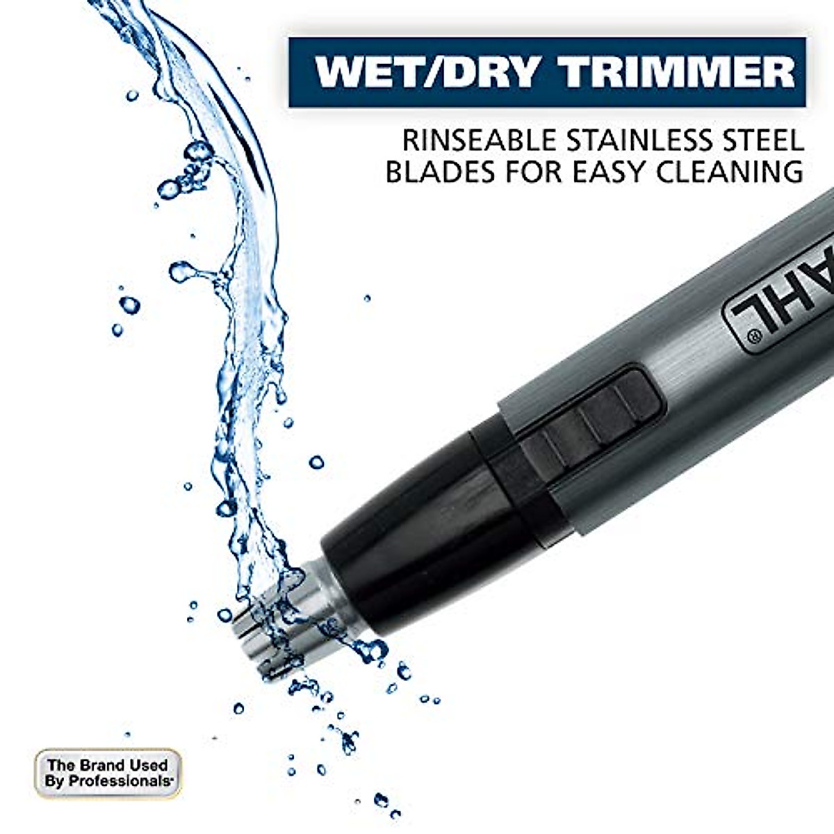 Wahl Micro Groomsman Personal Pen Trimmer & Detailer for Hygienic Grooming with Rinseable, Interchangeable Heads for Eyebrows, Neckline, Nose, Ears, & Other Detailing - 05640-600