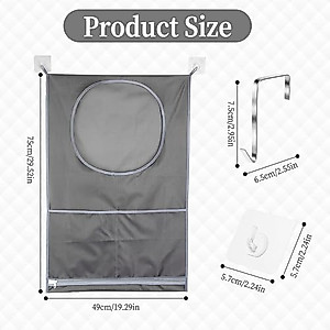 Giantree Hanging Laundry Hamper Bag, Door Hanging Hamper with 2 Strong Adhesive Hooks & 2 Stainless Steel Hooks Waterproof Hanging Laundry Bag for Dirty Clothes Large Hamper Clothes Storage