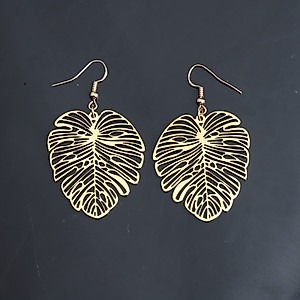 Monstera Gold Earrings Leaf Earrings Dainty Monstera Leaf Earrings Monstera Jewelry (leaf Earrings)