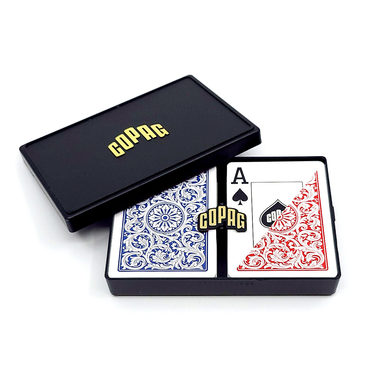Copag 1546 Design 100% Plastic Playing Cards, Poker Size (Standard) Red/Blue (Jumbo Index, 1 Set)