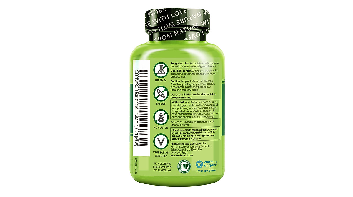 NATURELO Bariatric Multivitamin - One Daily Iron Support
