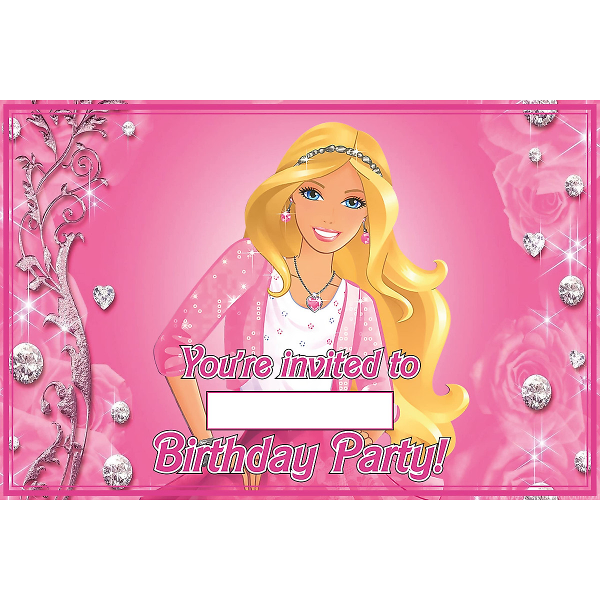 Set of 40 Fashion Doll Girl Pink-Themed Happy Birthday Invitation Cards & Envelopes - Lightweight (240g), Postcard Style Invites for the Perfect Party Pack