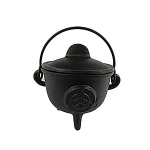 CircuitOffice Cast Iron Cauldron, for Smudging, Cone Incense, Granular Incense, Charcoal Incense, Rituals, Altars, Wicca, Pagan, Decorations or Gifts (4.5" Diameter Triquetra with Lid)