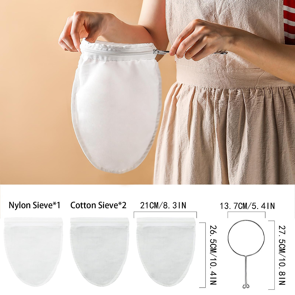 FATCAT Nut Milk Bag Strainer with Stand, Strainers Fine Mesh Bags, Jelly strainer, Reusable Cheese Cloth Bag for Straining for Filter Juices, NutMilk, Cheese, Honey, Butter, S