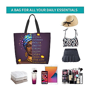 IAGM Black Women Tote African American Tote Bags For Women Afro Black Art Shoulder Bag Black Girl Satchel Handbags Waterproof